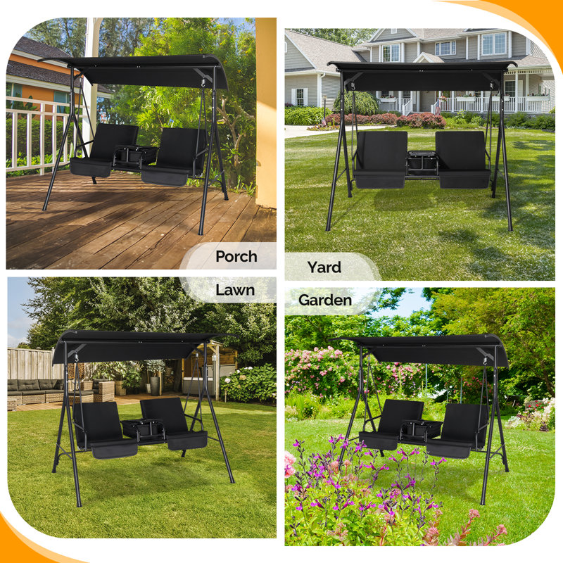 Ebern Designs Fiorina 2 Person Porch Swing with Canopy | Wayfair